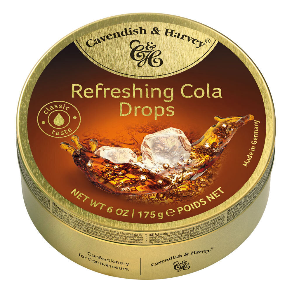 Cavendish and Harvey Refreshing Cola Drops 175g Tin Sweets C&H Candy L ...