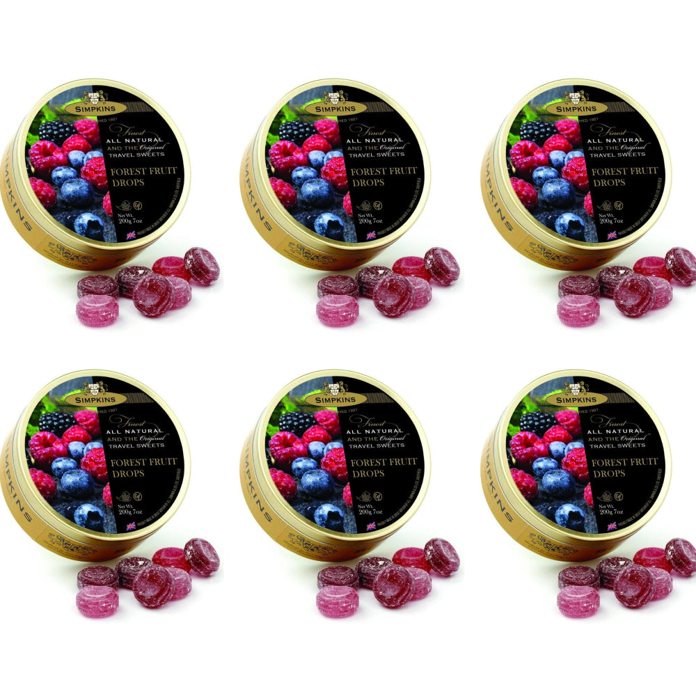 6 x Simpkins Forest Fruit Drops 200g Tin Sweets Candy Lollies – Travel ...